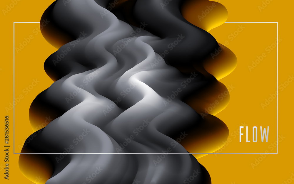 Dimensional gradient shape element for design, abstract colorful fluid ...