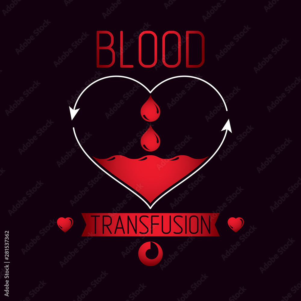 Blood transfusion vector symbol created with red heart shape with ...