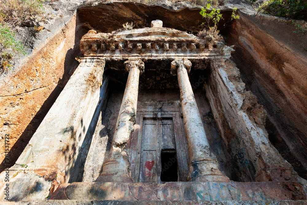 Fethiye King Tombs, Fethiye center of the 4th century BC, carved into ...