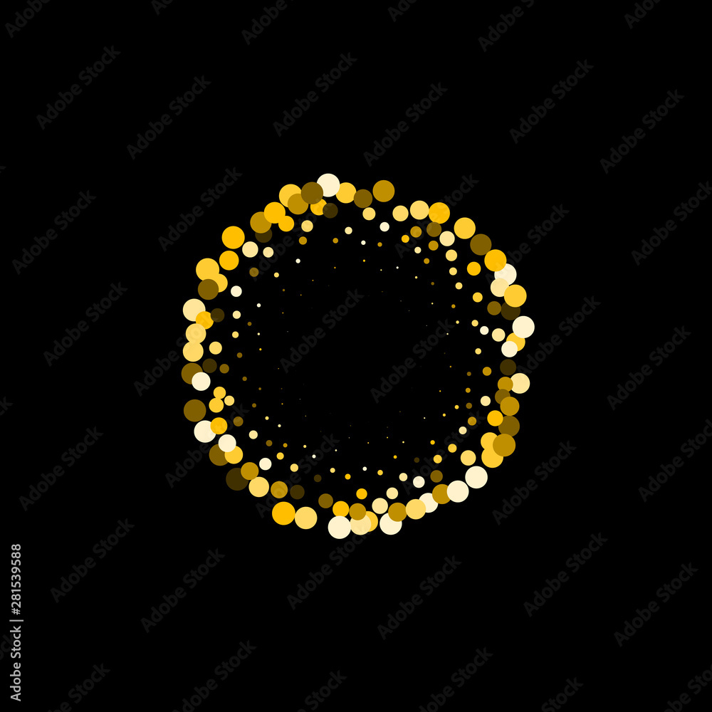 Luxury round glitter golden on black background. Gold glitter circle ...