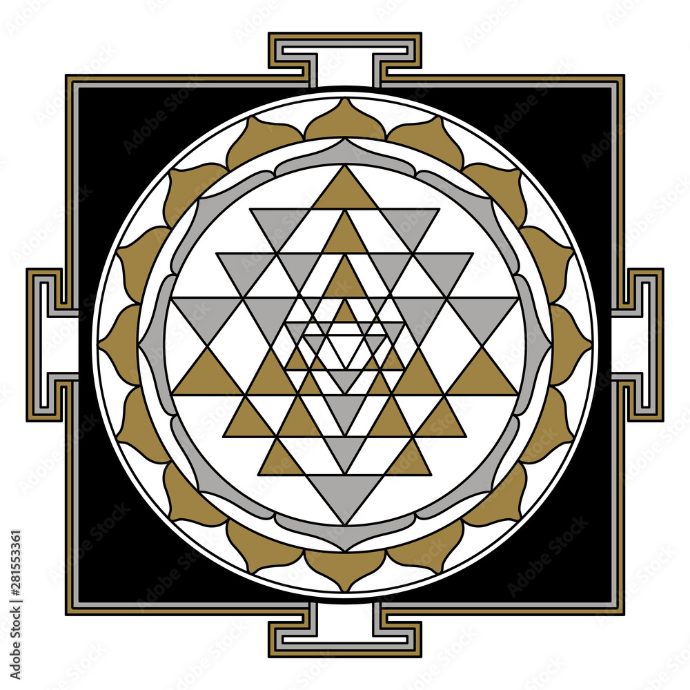 Sri Yantra. Hindu sacred diagram for meditation. Isolated vector ...