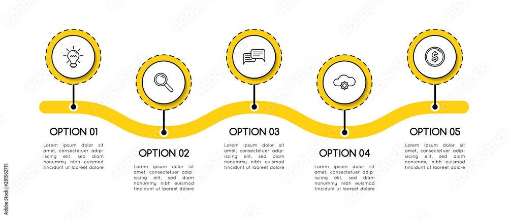 Simple timeline with 5 options. Infographic. Vector Stock Vector ...