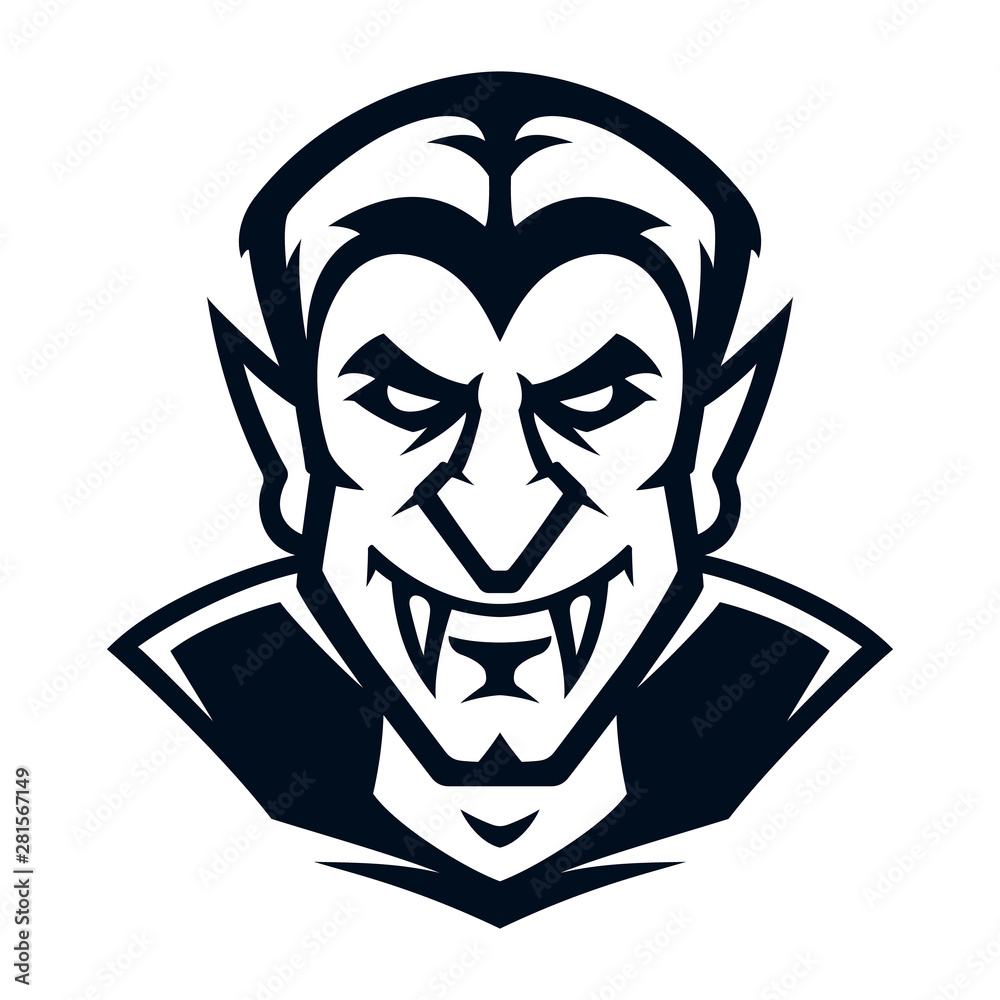 Vecteur Stock Professional logo vampire, Halloween art in a flat style ...