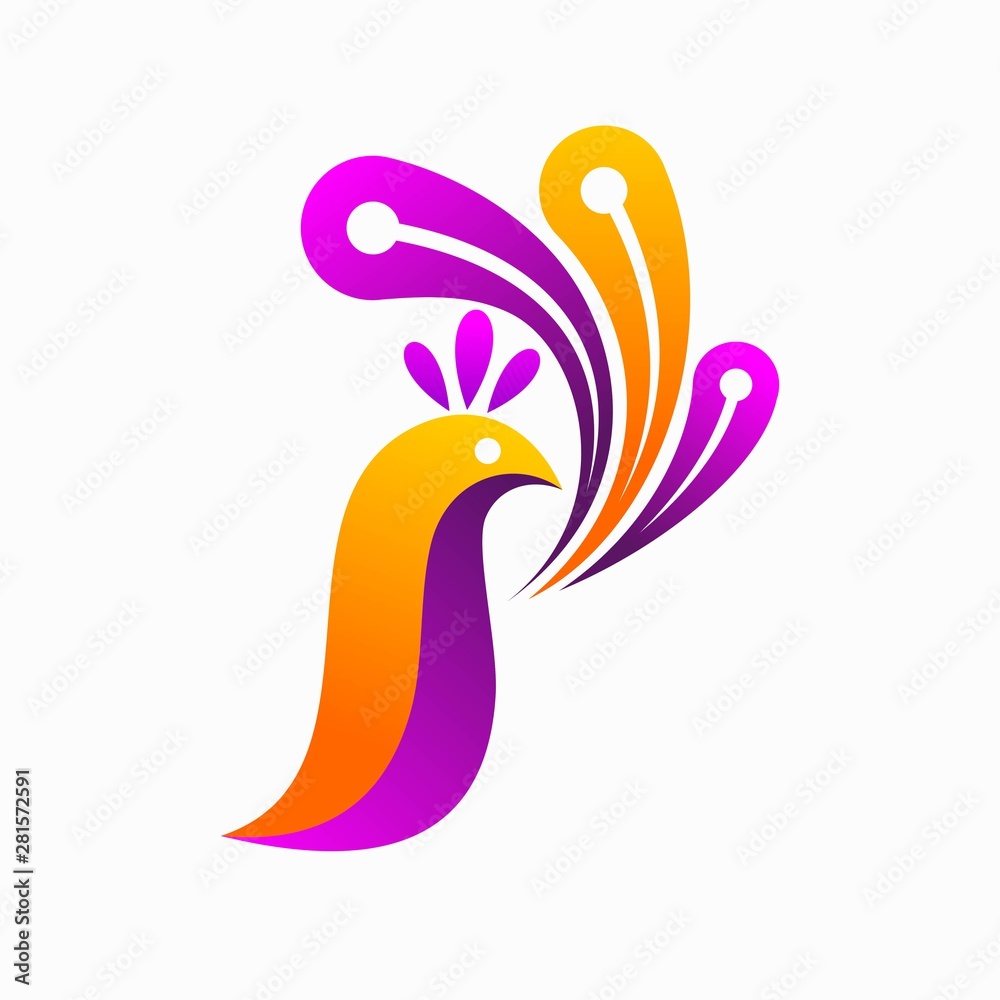 Peacock logo formed letter P Stock Vector | Adobe Stock
