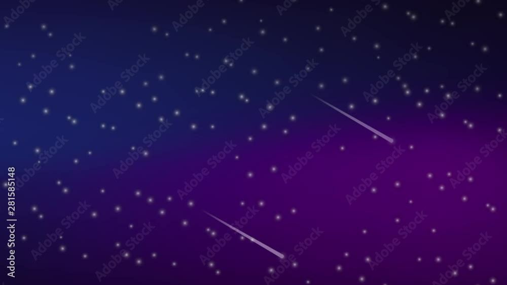 meteor rain in night sky animated background with stars moving, shiny ...