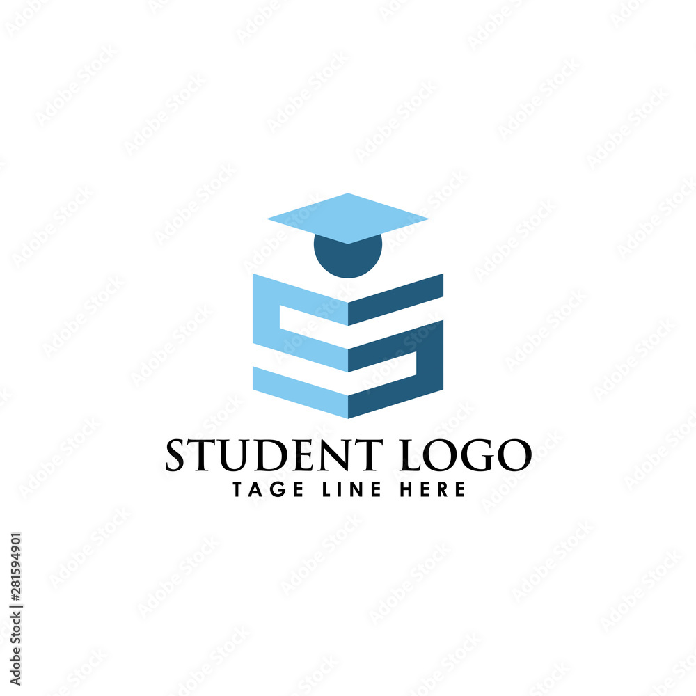 Letter S Student Blue Color Logo Design Template Stock Vector | Adobe Stock