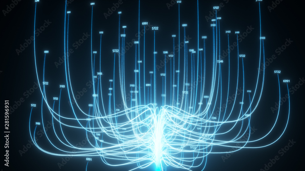 Growing tree transmitting internet cloud computing data. The concept of ...