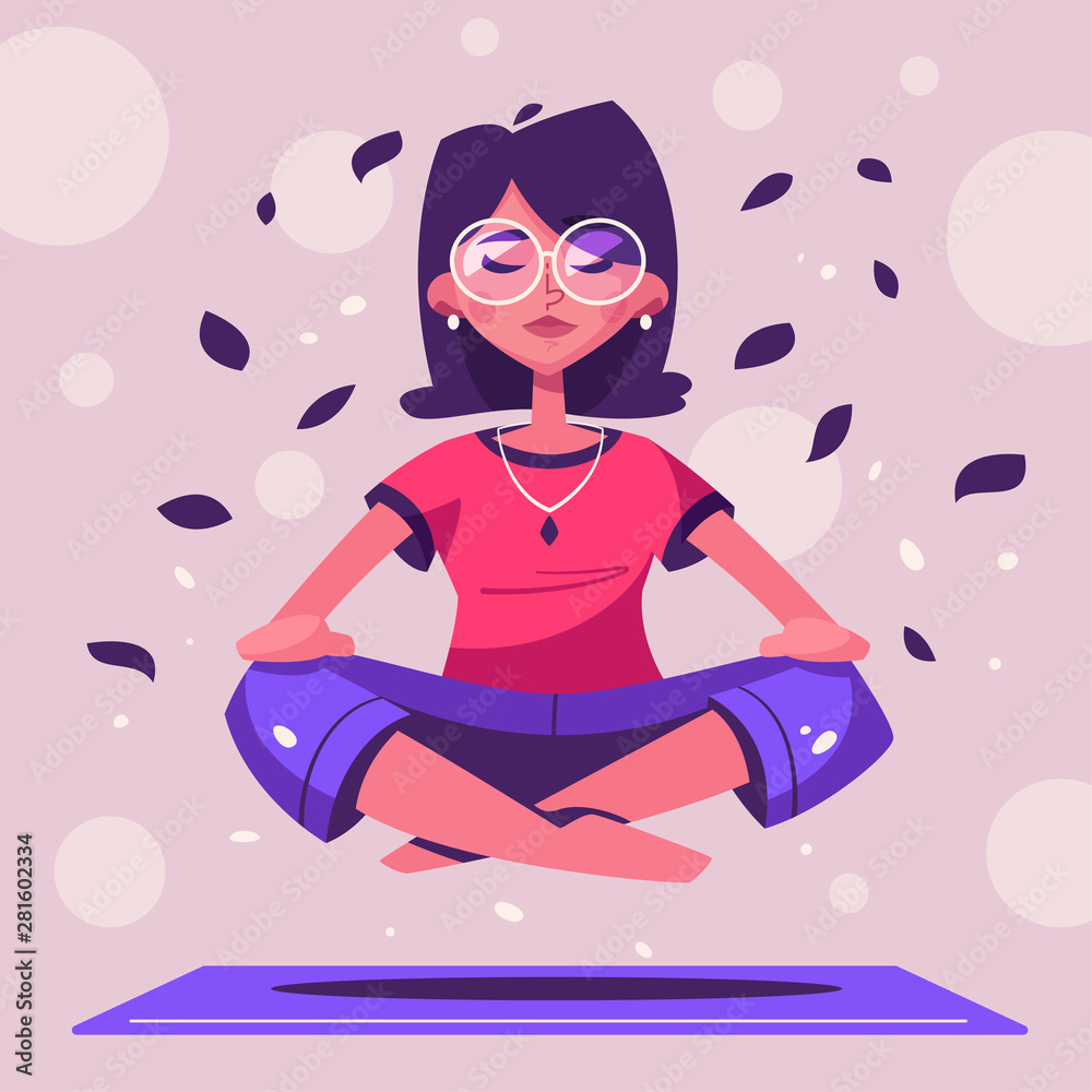 Meditation health benefits for body, mind and emotions. Cartoon vector ...