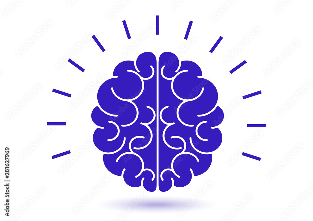 Logo, human brain icon. Concept of thinking, brainstorming, good idea ...