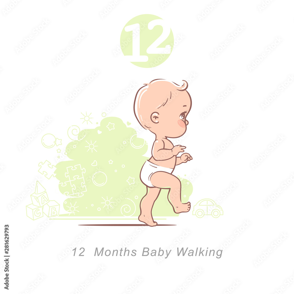 Little baby of 12 month. Physical, emotional development milestones in ...