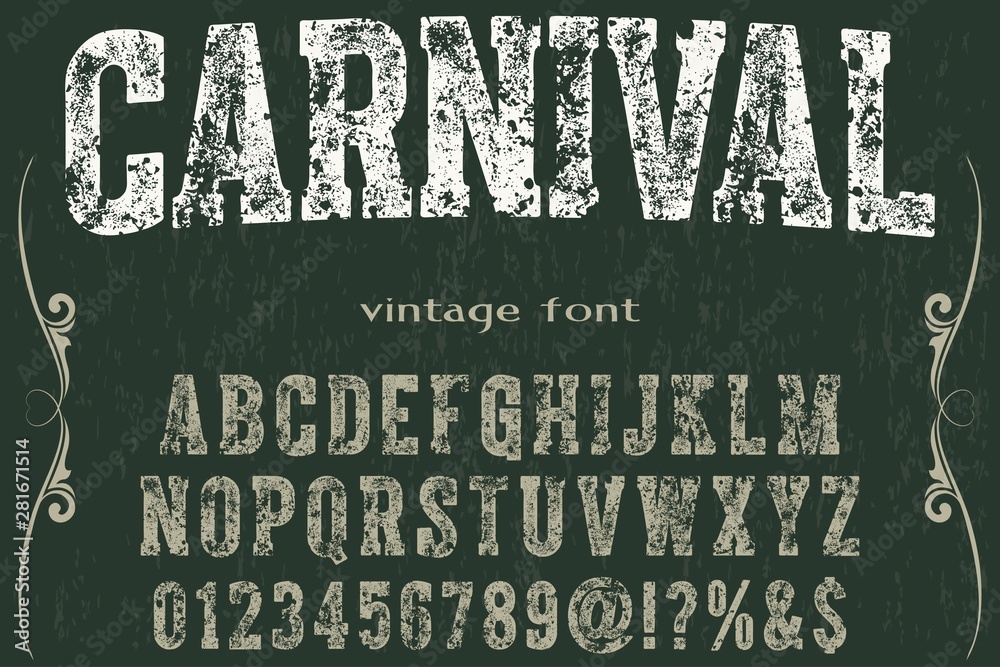 Vecteur Stock abc Vintage typeface Font handcrafted vector named ...