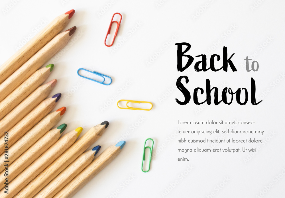 Back to School Banner Layout with Pencils and Paperclips Stock Template ...