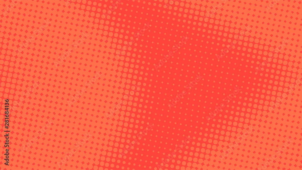 Red retro comic pop art background with haftone dots design. Vector ...