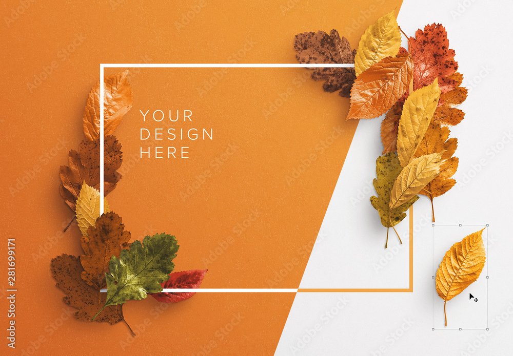 Autumn Leaves Frame Mockup Stock Template | Adobe Stock