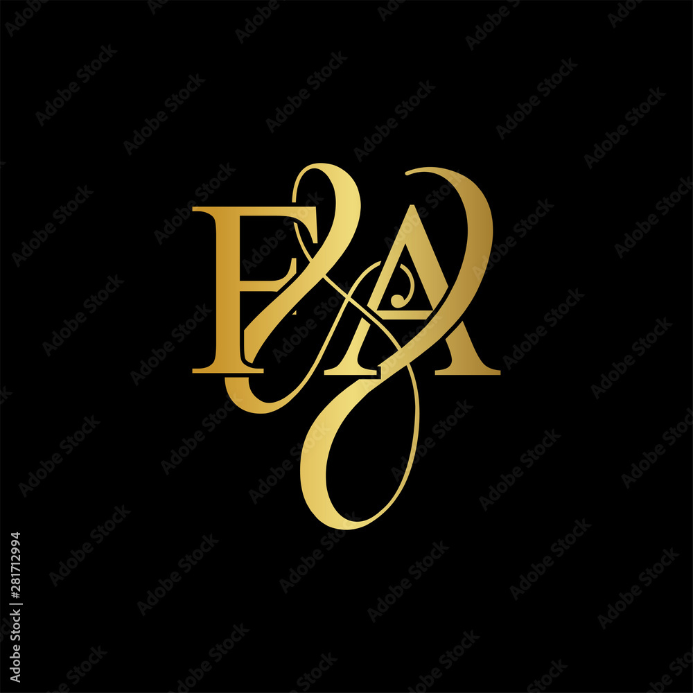 Initial letter F & A FA luxury art vector mark logo, gold color on ...