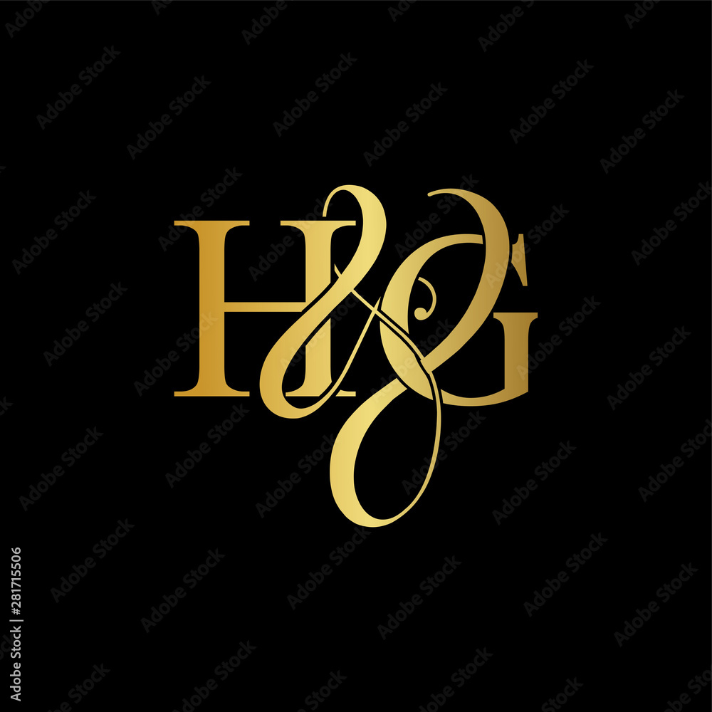 Initial letter H & G HG luxury art vector mark logo, gold color on ...