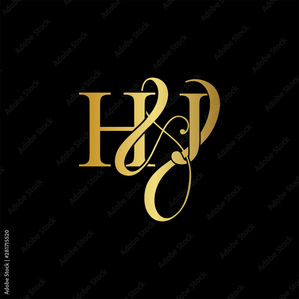 Initial letter H & J HJ luxury art vector mark logo, gold color on ...