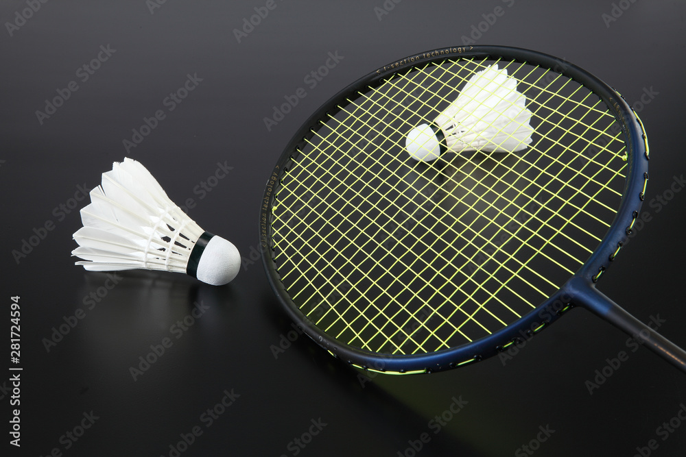 badminton racket and shuttlecock on strings Stock Photo | Adobe Stock