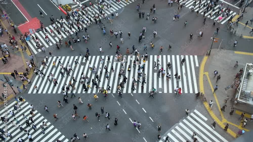 Vídeo do Stock: Shibuya, Tokyo, Japan - Aerial view of pedestrians walk ...