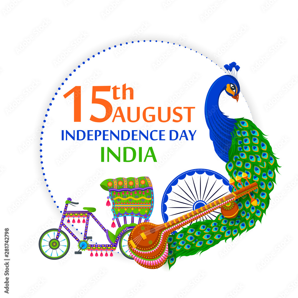 15th August Independence of India tricolor background in vector Stock ...