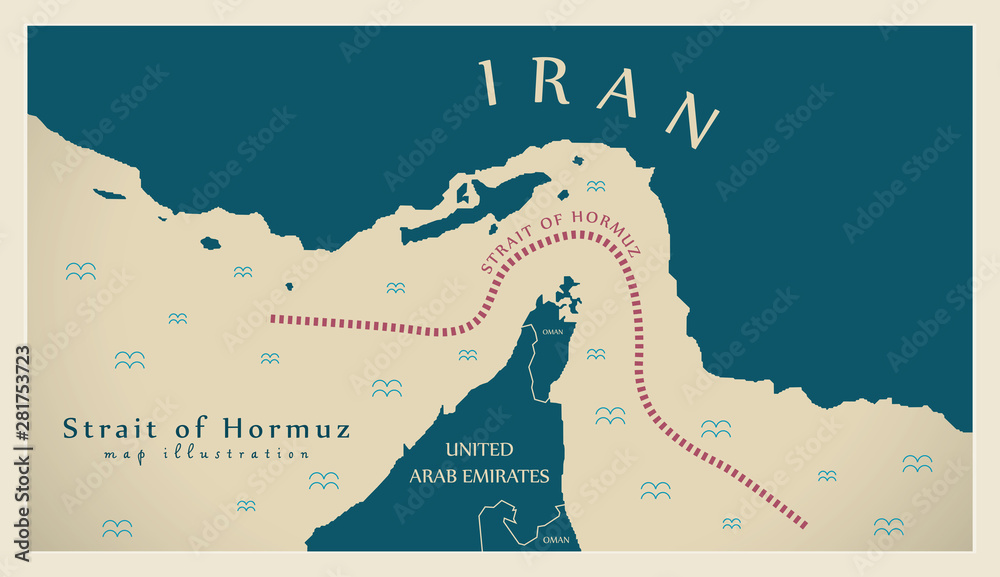 Strait of Hormuz map illustration Stock Vector | Adobe Stock