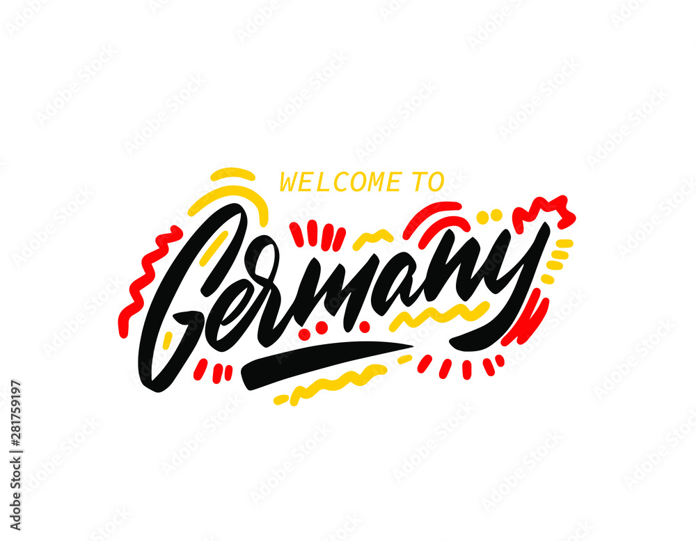 Germany. Name country word text card, banner script. Beautiful ...