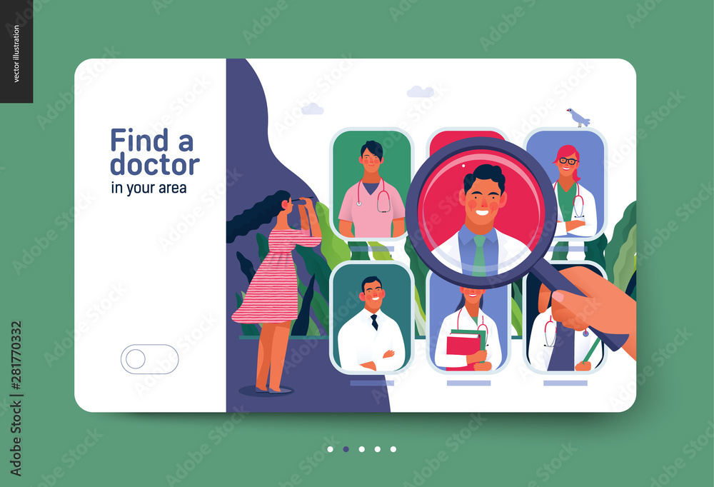 Find a doctor -medical insurance template -modern flat vector concept ...