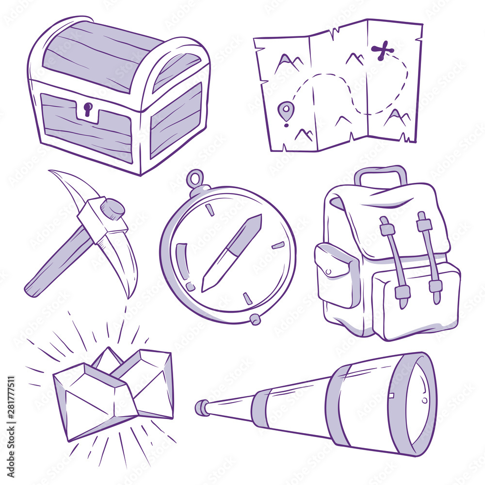 Treasure Hunt Doodle Stock Vector | Adobe Stock