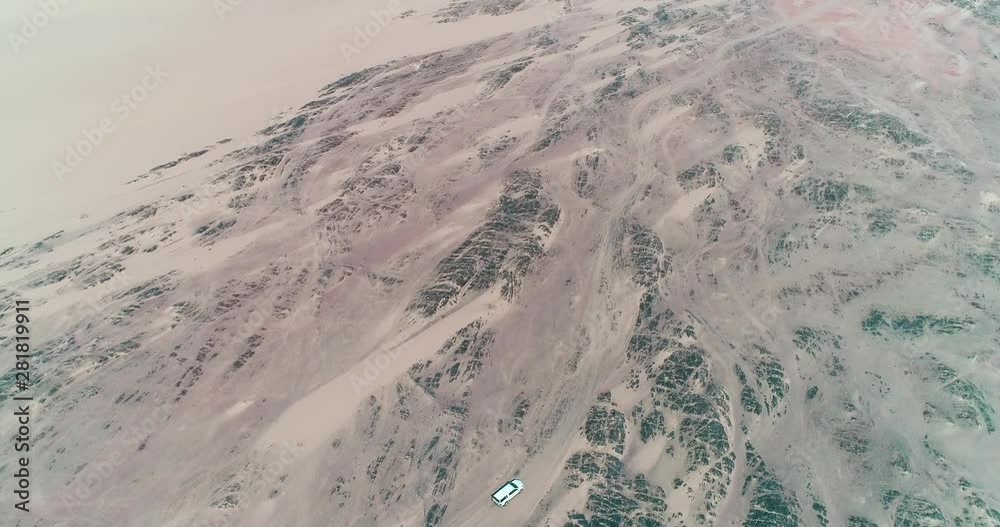 Arial birds eye view of the magnificent Namibian Skeleton Coast ...