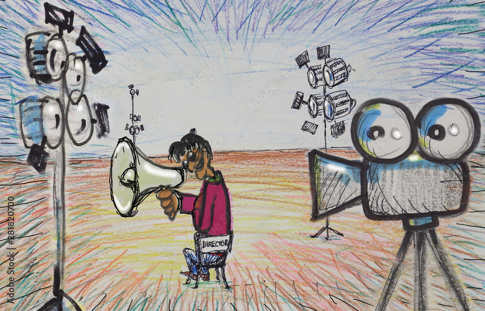 Director sketch cartoon illustration Stock Photo | Adobe Stock
