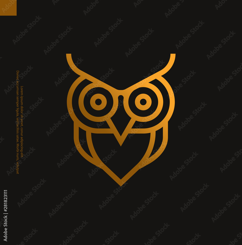 Gold vintage modern owl line logo icon Stock Vector | Adobe Stock