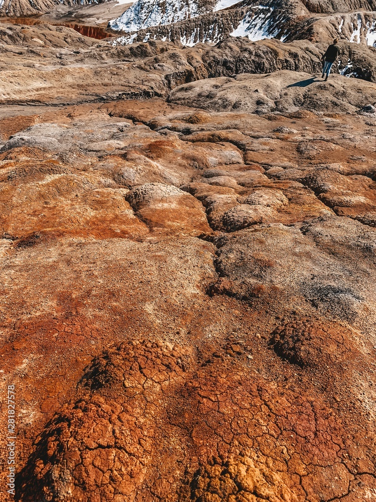 Clay Open Quarry Mars Landscape with Orange Water. Abandoned Rock ...