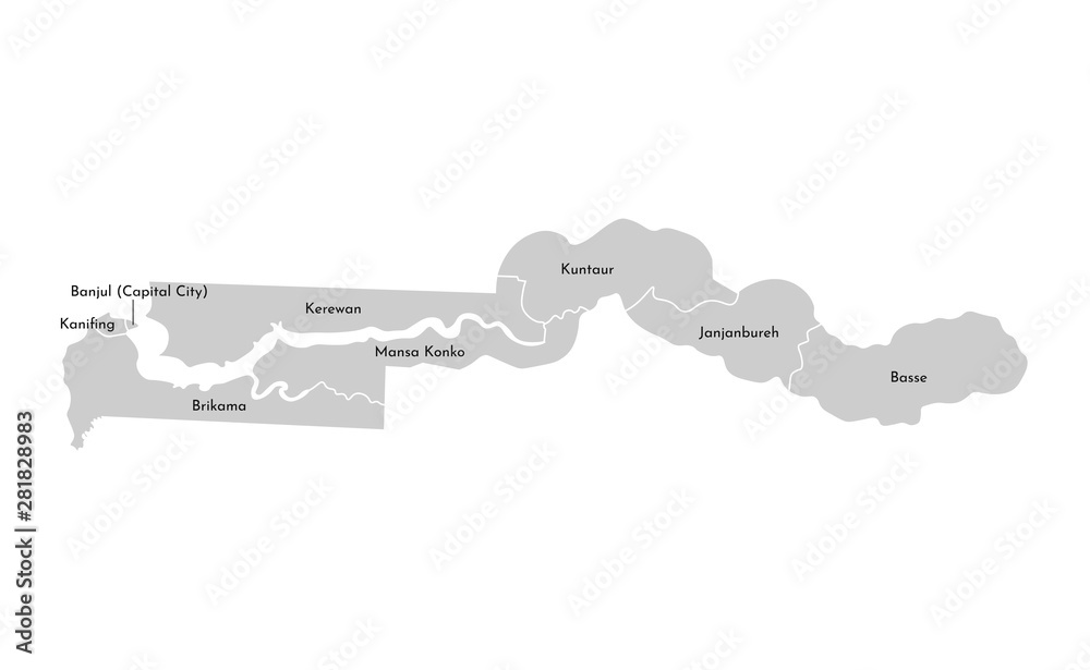 Vector isolated illustration of simplified administrative map of Gambia ...
