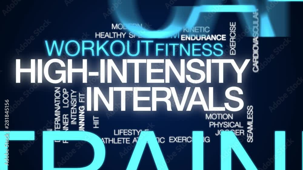 High-intensity intervals animated word cloud. Kinetic typography. Stock ...