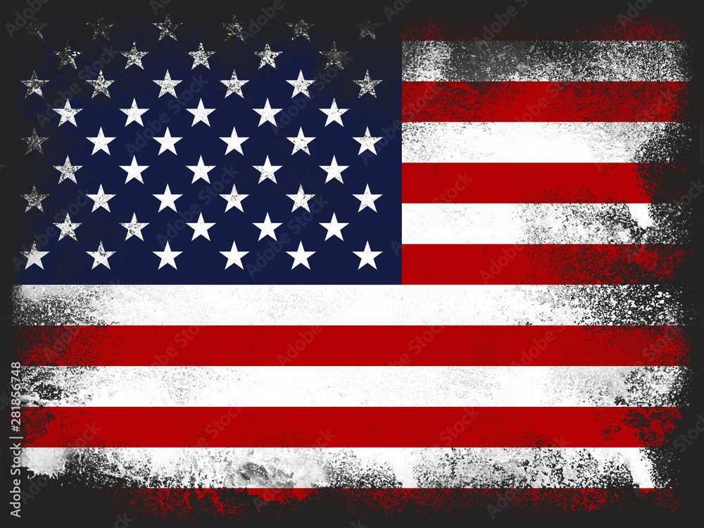 USA Flag design composition of exploding powder and paint, isolated on ...