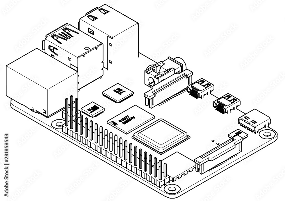 Raspberry Pi 4 Model B board Silhouette Stock Vector | Adobe Stock