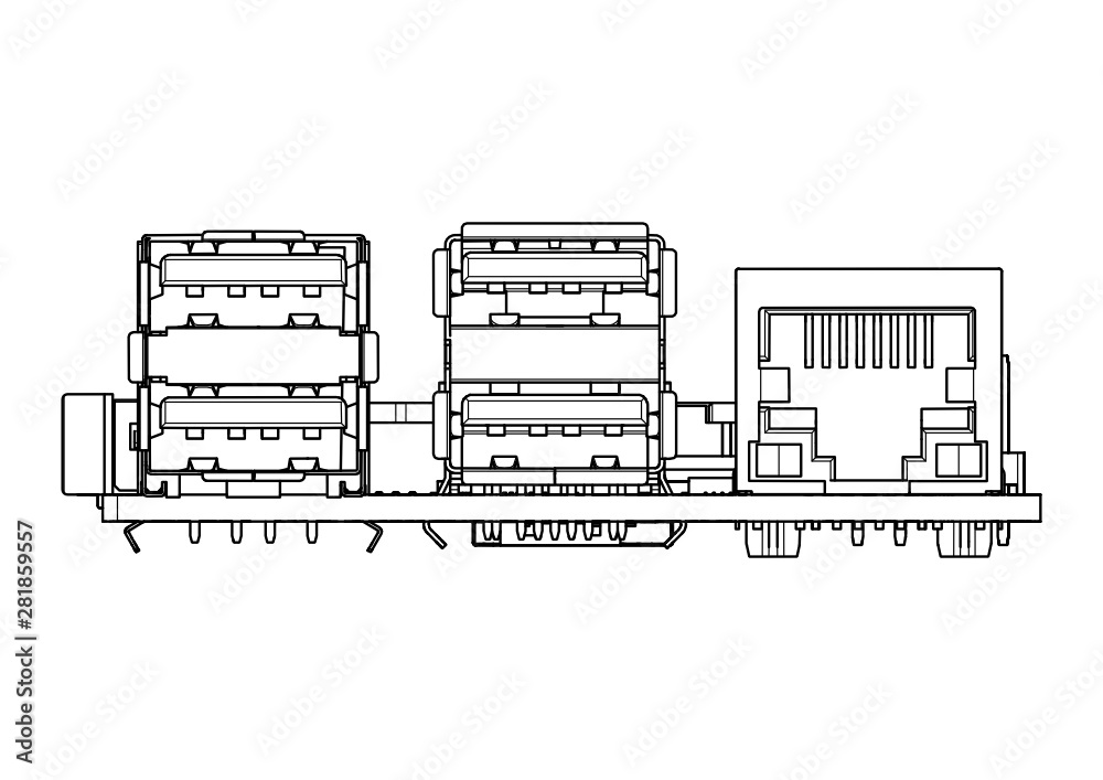 Raspberry Pi 4 Model B board Silhouette Stock Vector | Adobe Stock