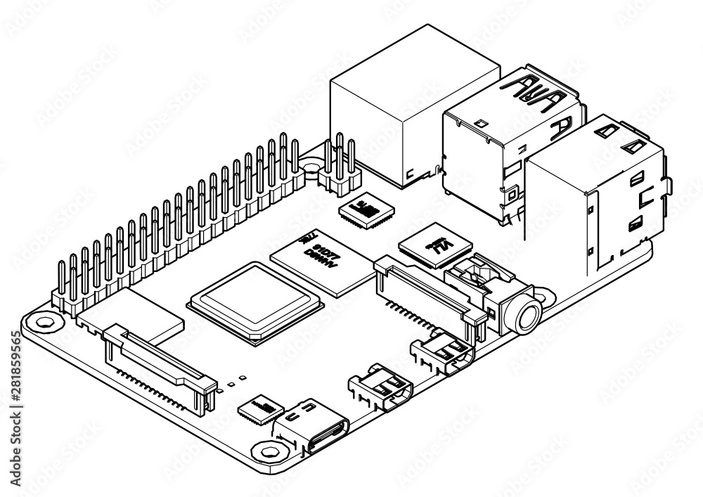 Raspberry Pi 4 Model B board Silhouette Stock Vector | Adobe Stock