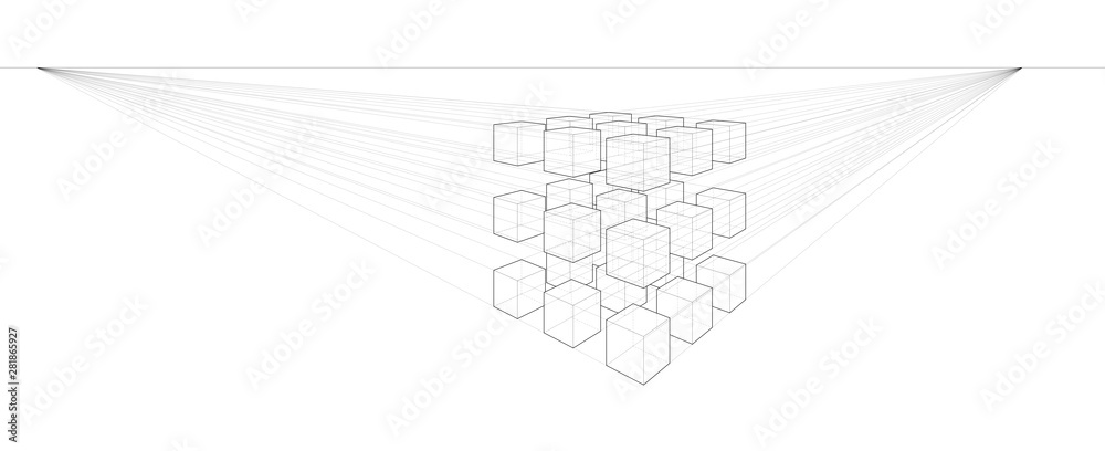 Two Point Perspective Drawing Tutorial Stock Vector | Adobe Stock