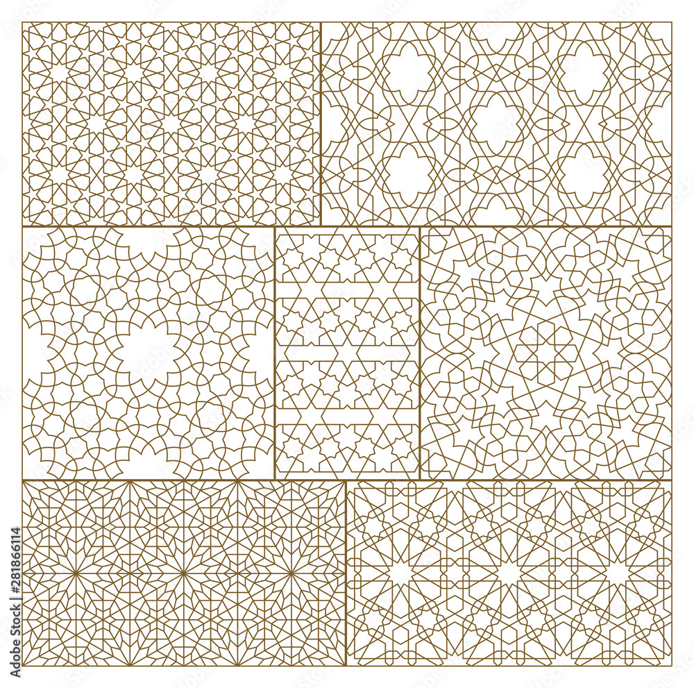 mashrabiya seamless pattern outlined Stock Vector | Adobe Stock
