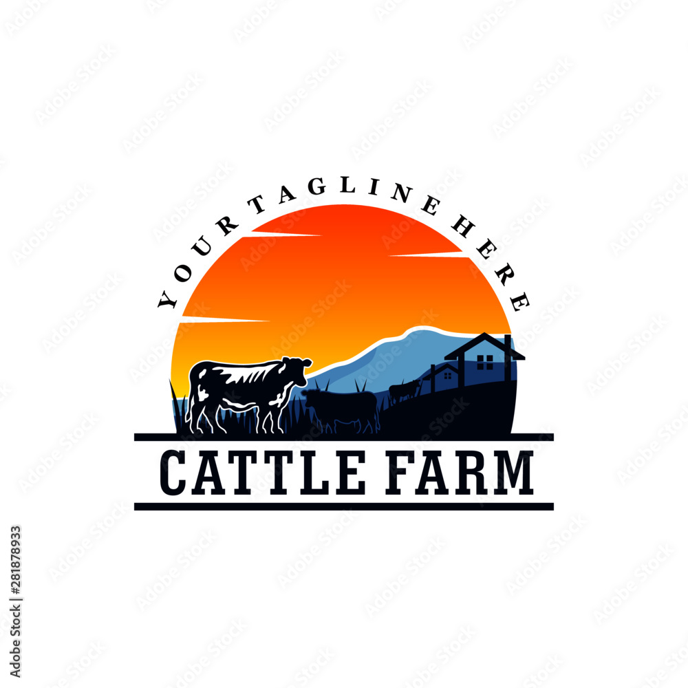 Cattle Farm Logo Design Stock Vector Stock Vector | Adobe Stock
