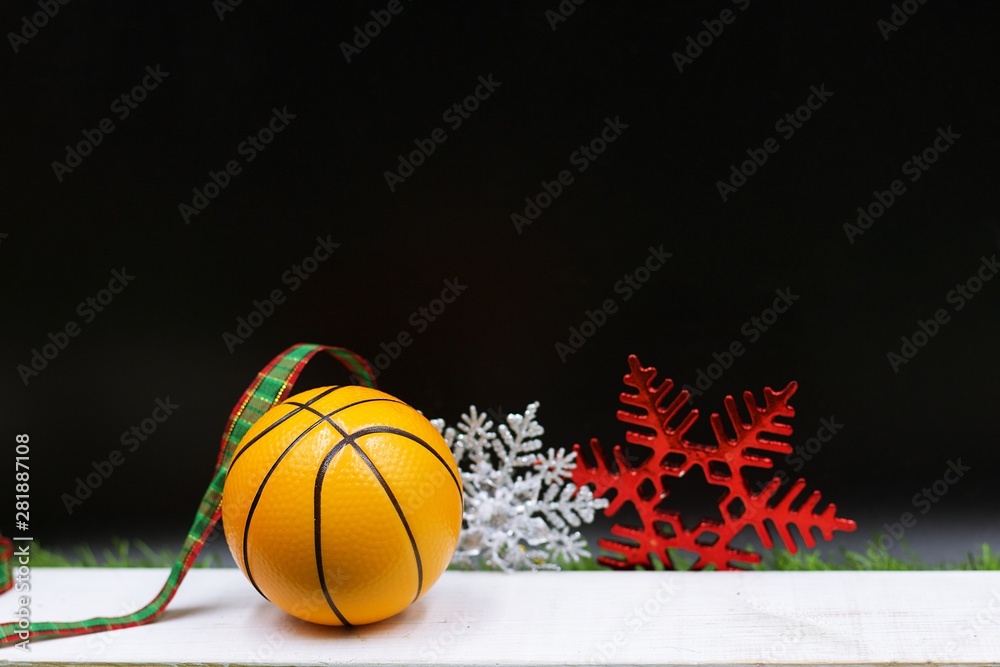 Basketball Christmas is on black background Stock Photo | Adobe Stock