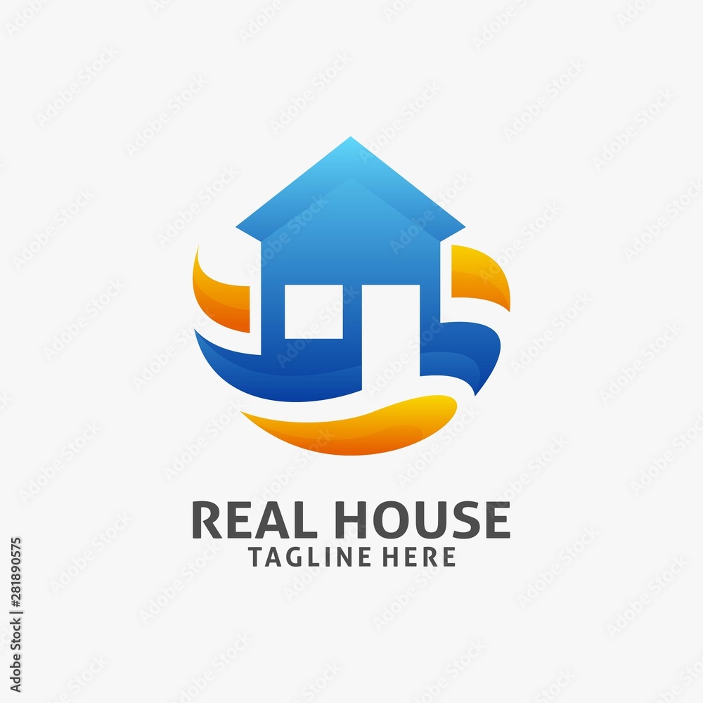 Wavy house logo design Stock Vector | Adobe Stock