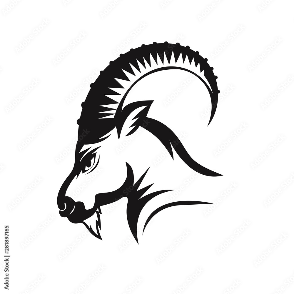 head goat drawing art logo design inspiration Stock Vector | Adobe Stock