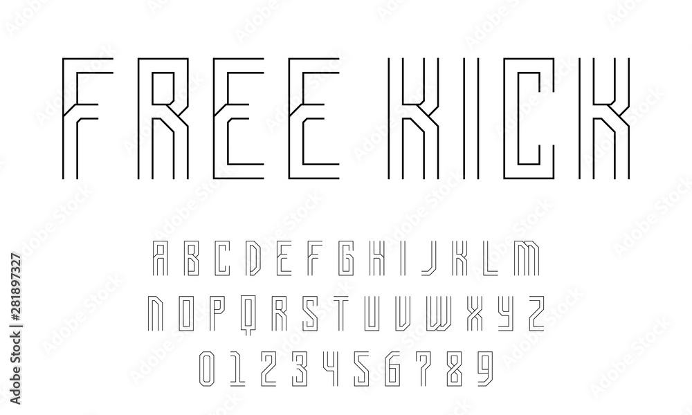 Set Of Alphabets Font Letters And Numbers Modern Abstract Design With