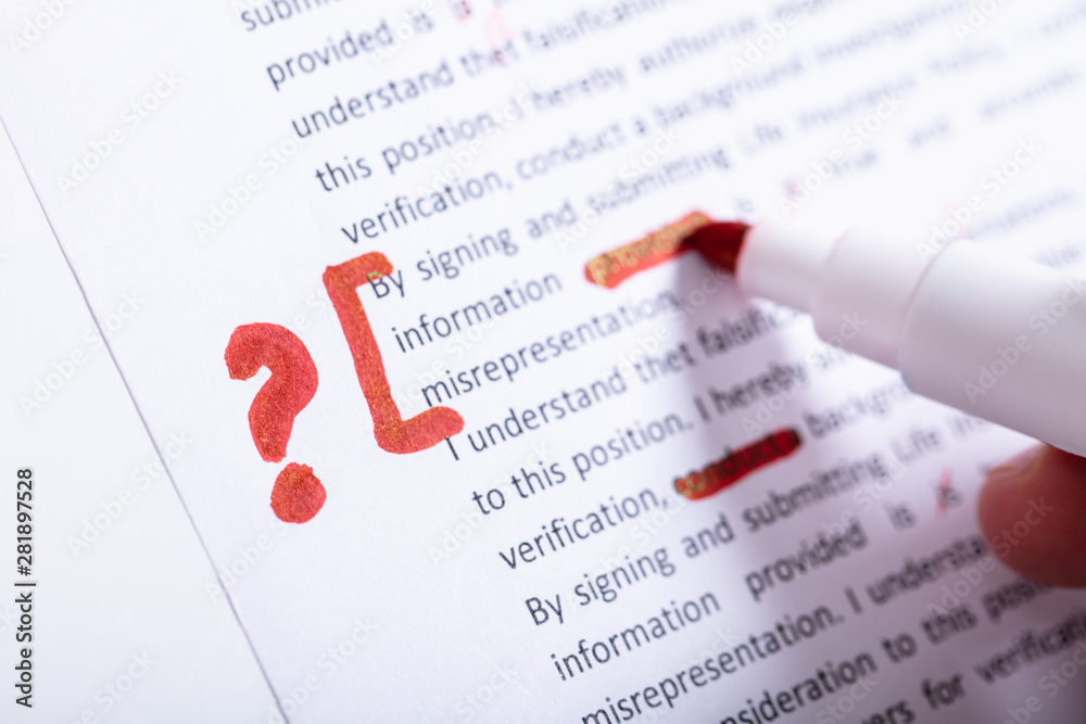 Question Mark Sign On Paper Document With Red Marker Stock Photo ...