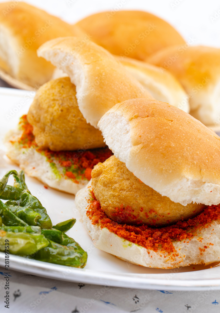 Indian Famous Street Food Vada Pav Also Know as Vada Paav, Wada Pav or ...