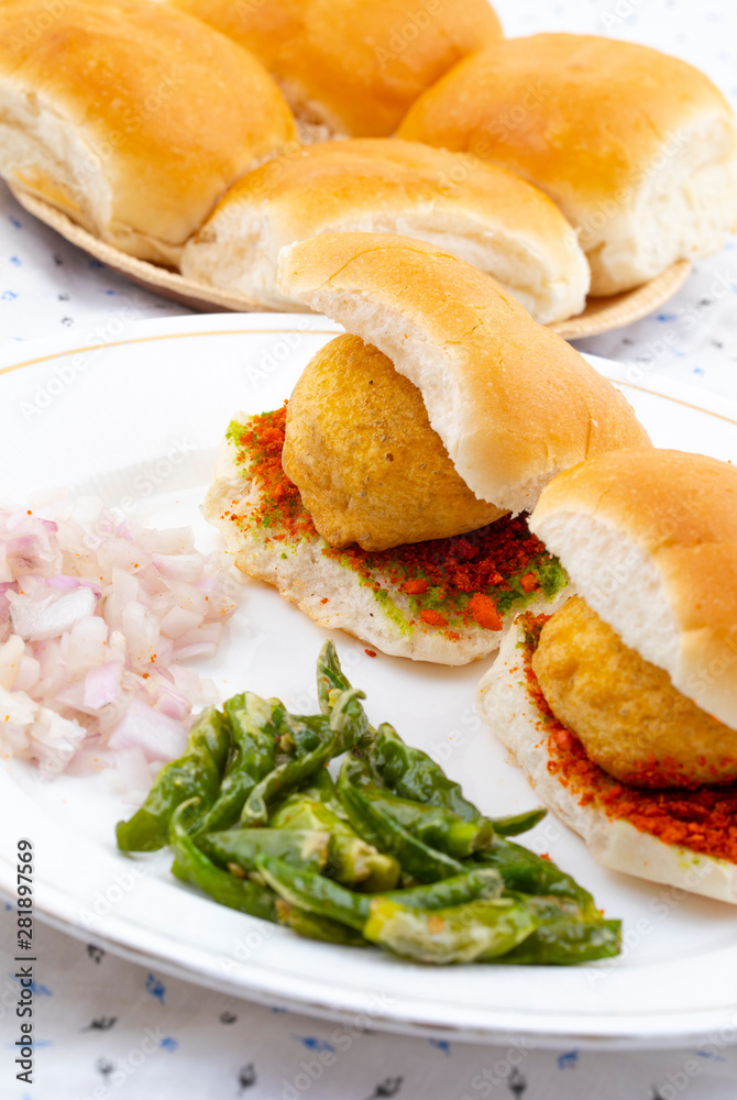 Indian Famous Street Food Vada Pav Also Know as Vada Paav, Wada Pav or ...