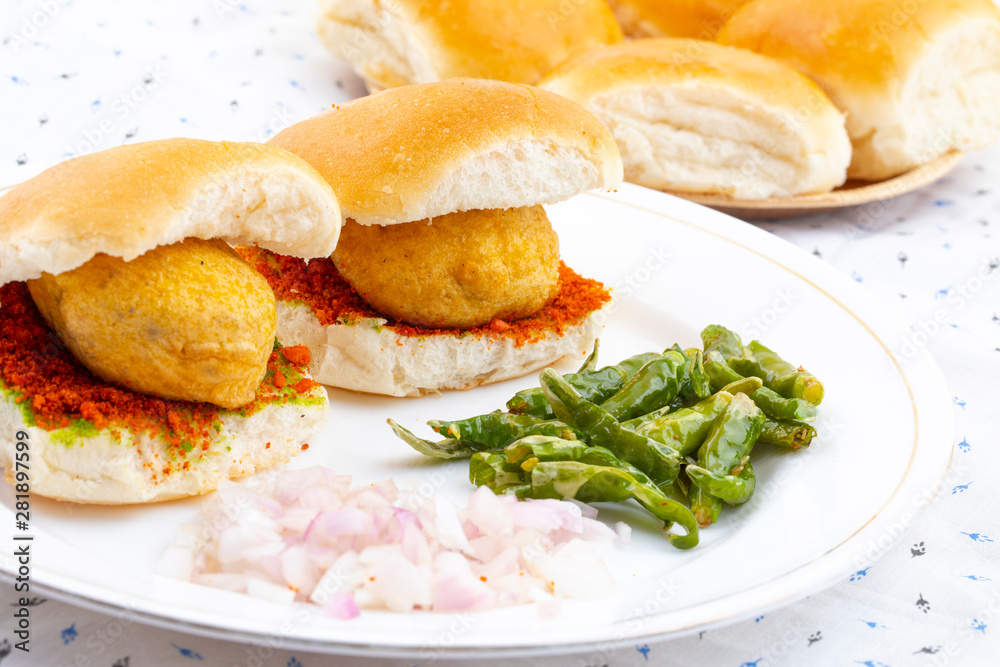 Indian Famous Street Food Vada Pav Also Know as Vada Paav, Wada Pav or ...