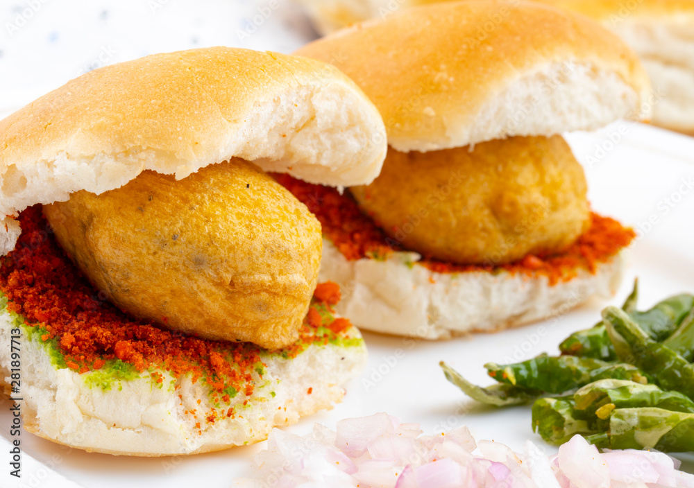Indian Famous Street Food Vada Pav Also Know as Vada Paav, Wada Pav or ...
